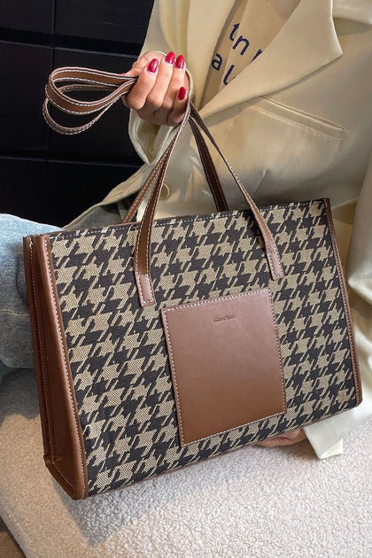 Houndstooth Pattern Shoulder Tote Bag – uniqshe
