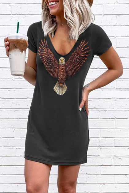 Casual Basic Print Black Mini Dress(3 Colors) – uniqshe