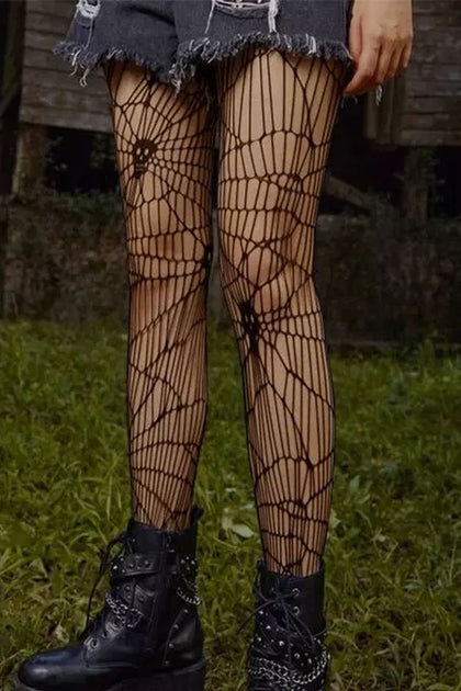 Halloween Skull Spider Fishnet Socks – uniqshe