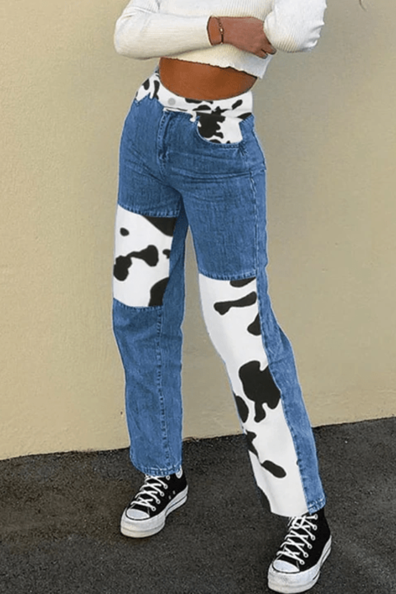 Women's Cow Print Jeans – uniqshe